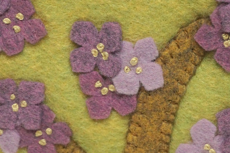 Felt Abstract Flower Tree With Stand Embroidered Wool Felt | Etsy