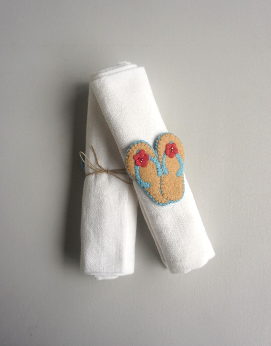Felt Flip Flop Napkin Rings, Summer Beach Party Décor, Set of 4 Wool ...