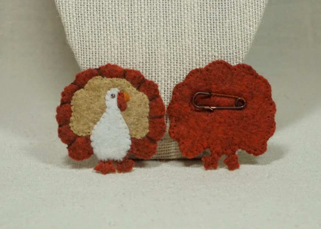 Felt Turkey Brooch Pin, Wool Felt Thanksgiving Brooch *ready to Ship - Etsy