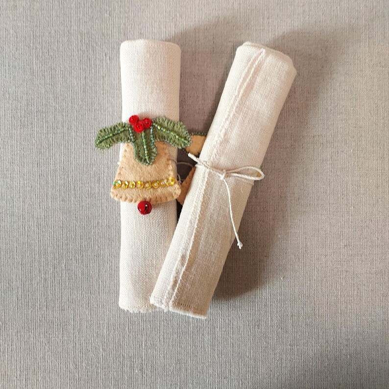 Felt Bell Napkin Rings, Christmas Party Decor, Set of 4 Wool Felt ...