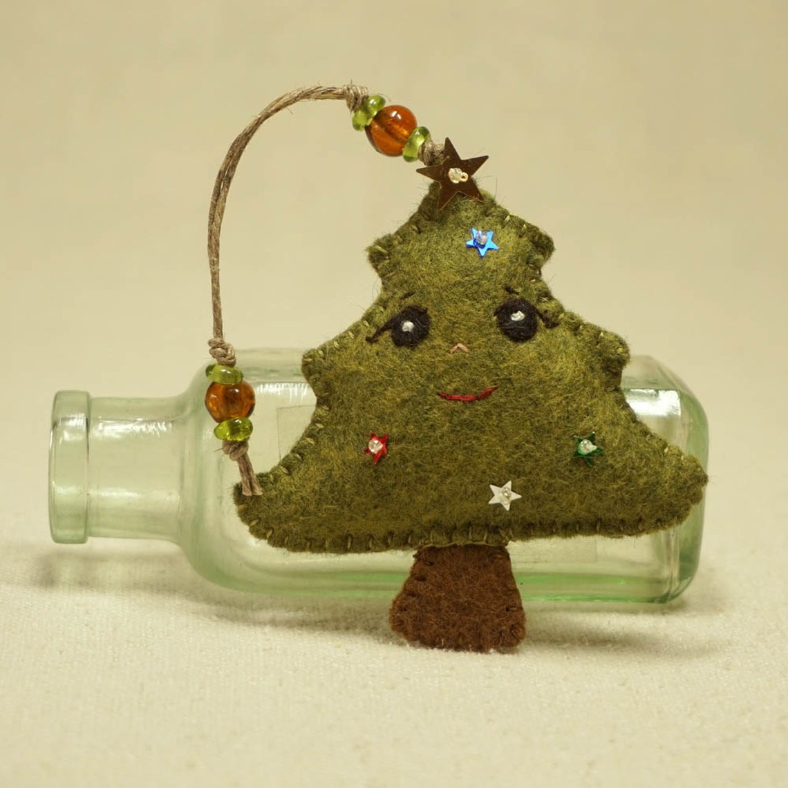 Beaded Christmas Tree Ornament Wool Felt Holiday Ornament - Etsy