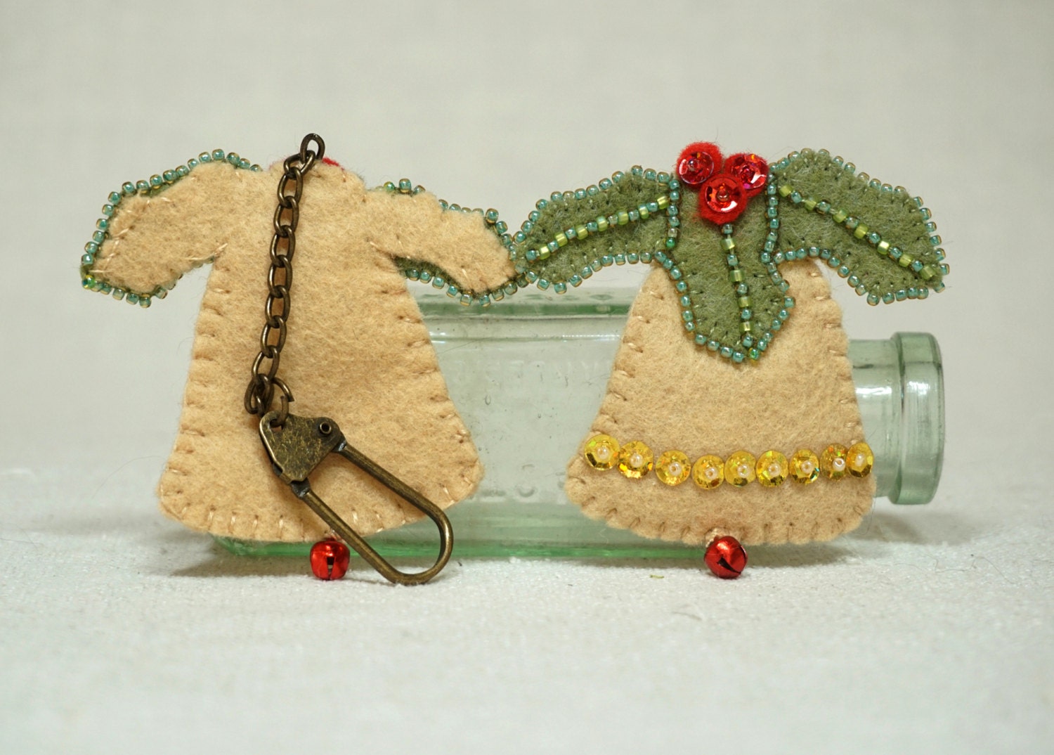 Wool Felt Christmas Bell Key Cain, Felt Bell Key Ring, Wool Felt ...