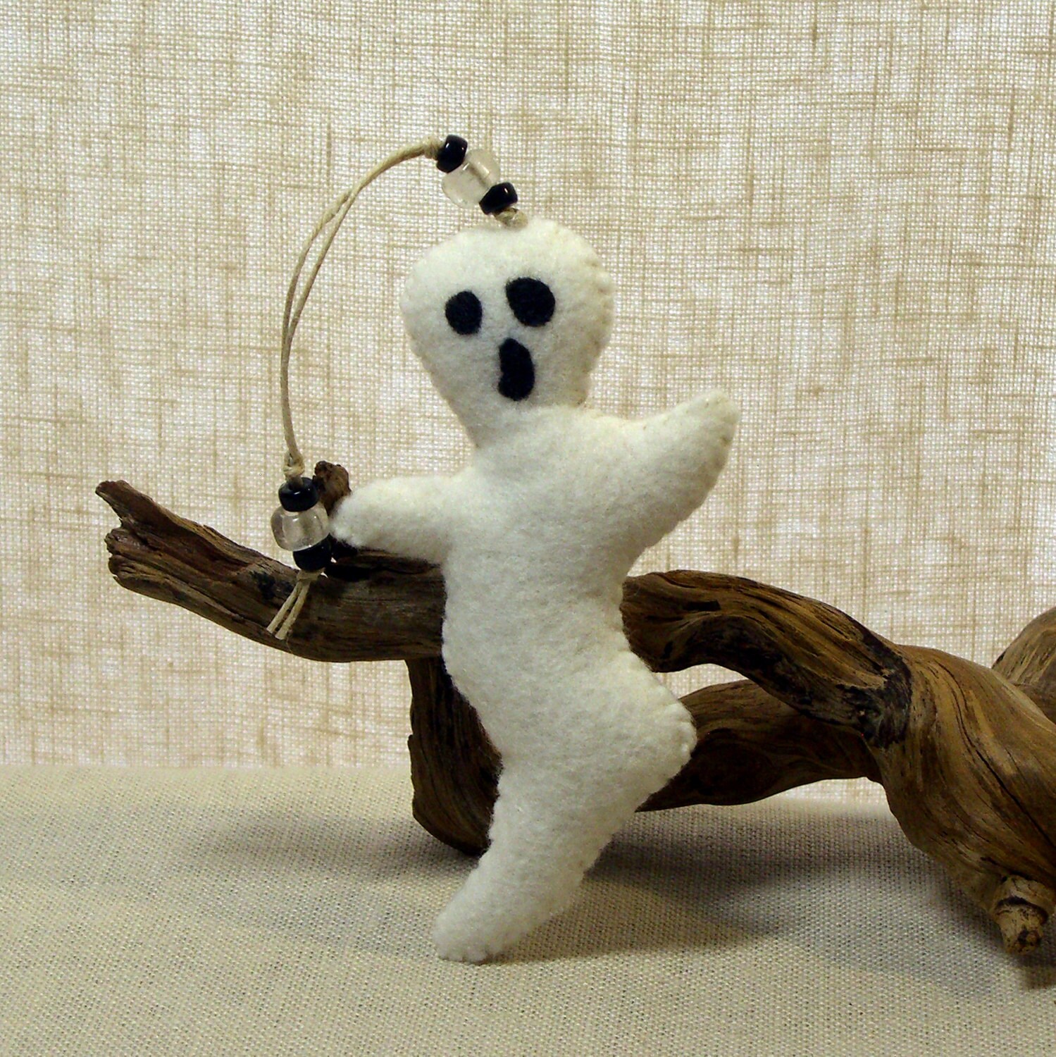 Wool Felt Ghost Ornament 2, Curvy Ghost Halloween Decoration Ready to ...