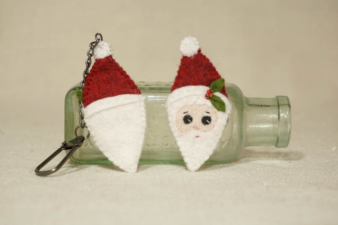 Christmas Santa Key Chain, Wool Felt Christmas Decoration *ready to ...