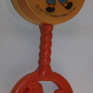 Vtg Raggedy Andy Toys Plastic Rattle 1974 Bobbs Merrill Squeaky Toy Ann ...