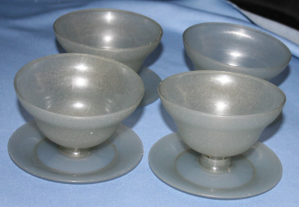 Vtg Tupperware Dessert Bowls Pedestal Smoke Gray Set of 4 Ice | Etsy