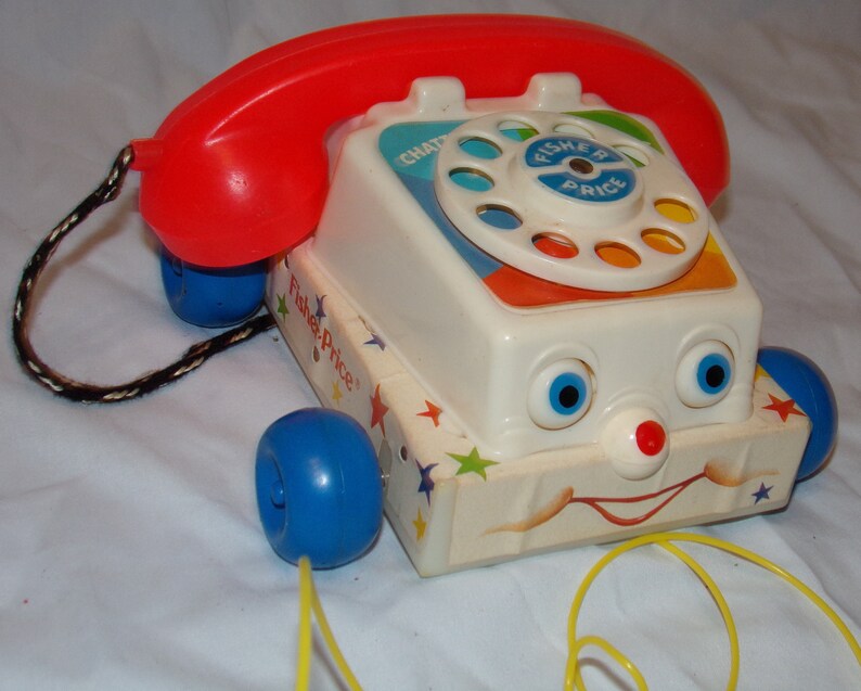Fisher Price Vtg Pull Along Telephone Phone Toy Pretend Play 1985 ...