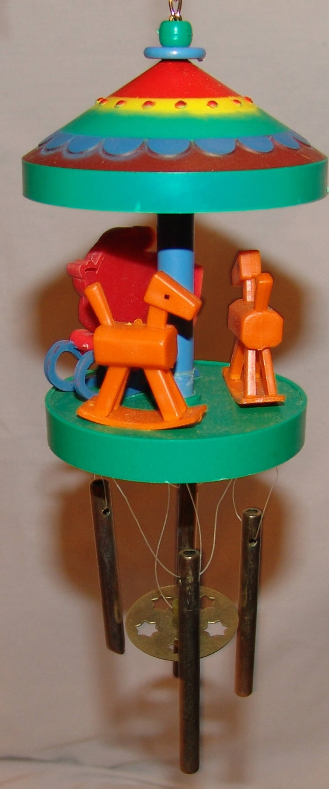 Carousel Wind Chime Vtg 1979 Plastic New WA Hong Kong Christmas Santa ...