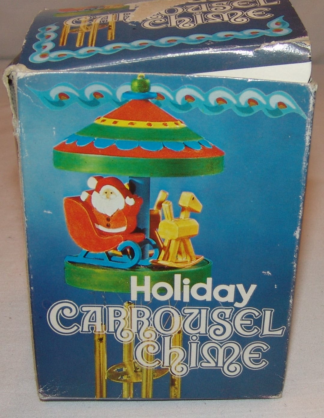 Carousel Wind Chime Vtg 1979 Plastic New WA Hong Kong Christmas Santa ...
