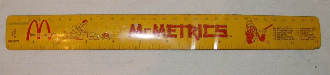 Mcdonalds Mr Metrics Vintage Metal Ruler Retro Mcmetrics 12 Inch Happy ...