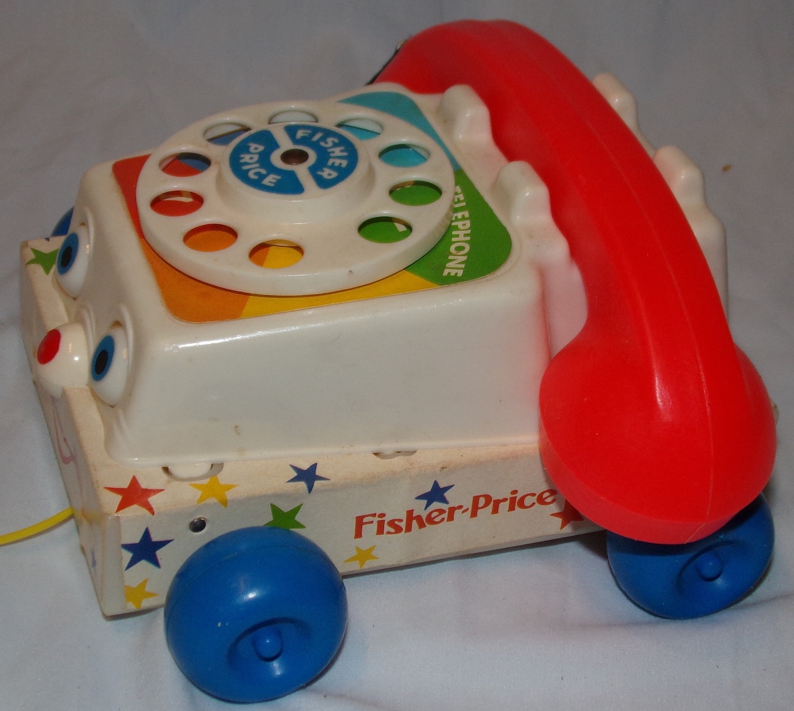 Fisher Price Vtg Pull Along Telephone Phone Toy Pretend Play 1985 ...
