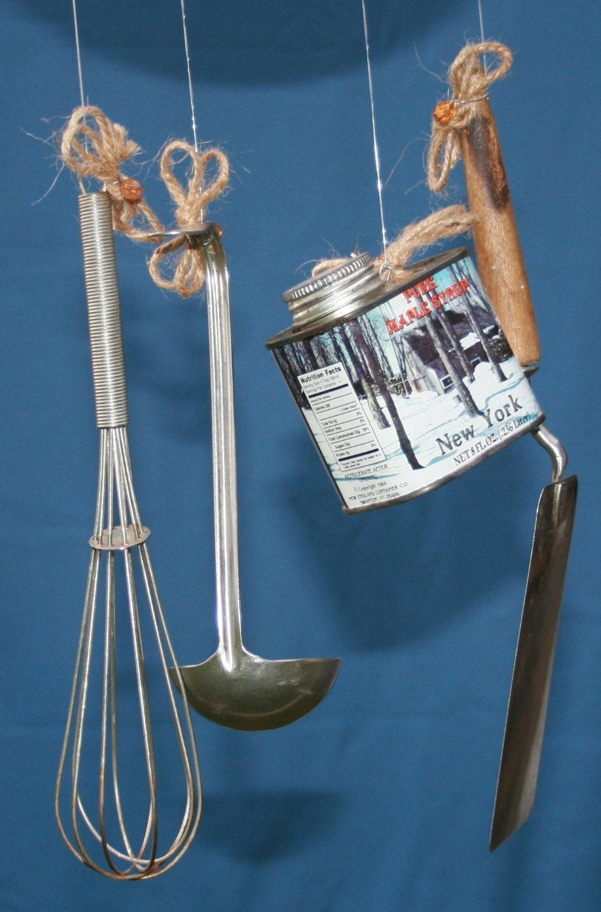 Vintage Flapjack Pancake Wind Chime Breakfast Maple Syrup Amber Beads ...