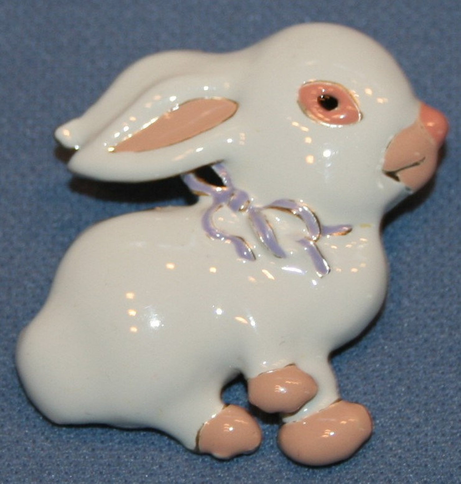 Bunny Rabbit Enamel Enameled Pin Brooch Pendant Easter 1 1/2" X 1 1/2 ...