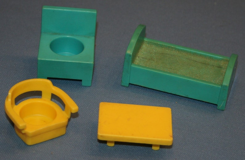 Vtg Fisher Price Toy Replacement Parts Little People Chair Bed 4 Pcs ...