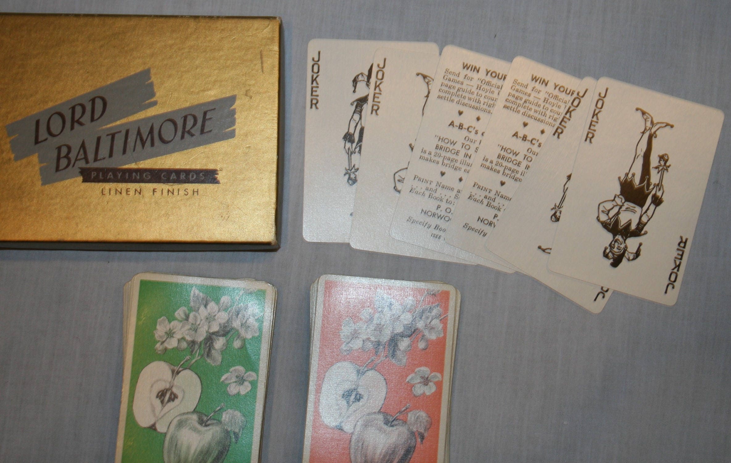 Lord Baltimore Vtg Playing Cards Double 2 Decks Linen Finish | Etsy