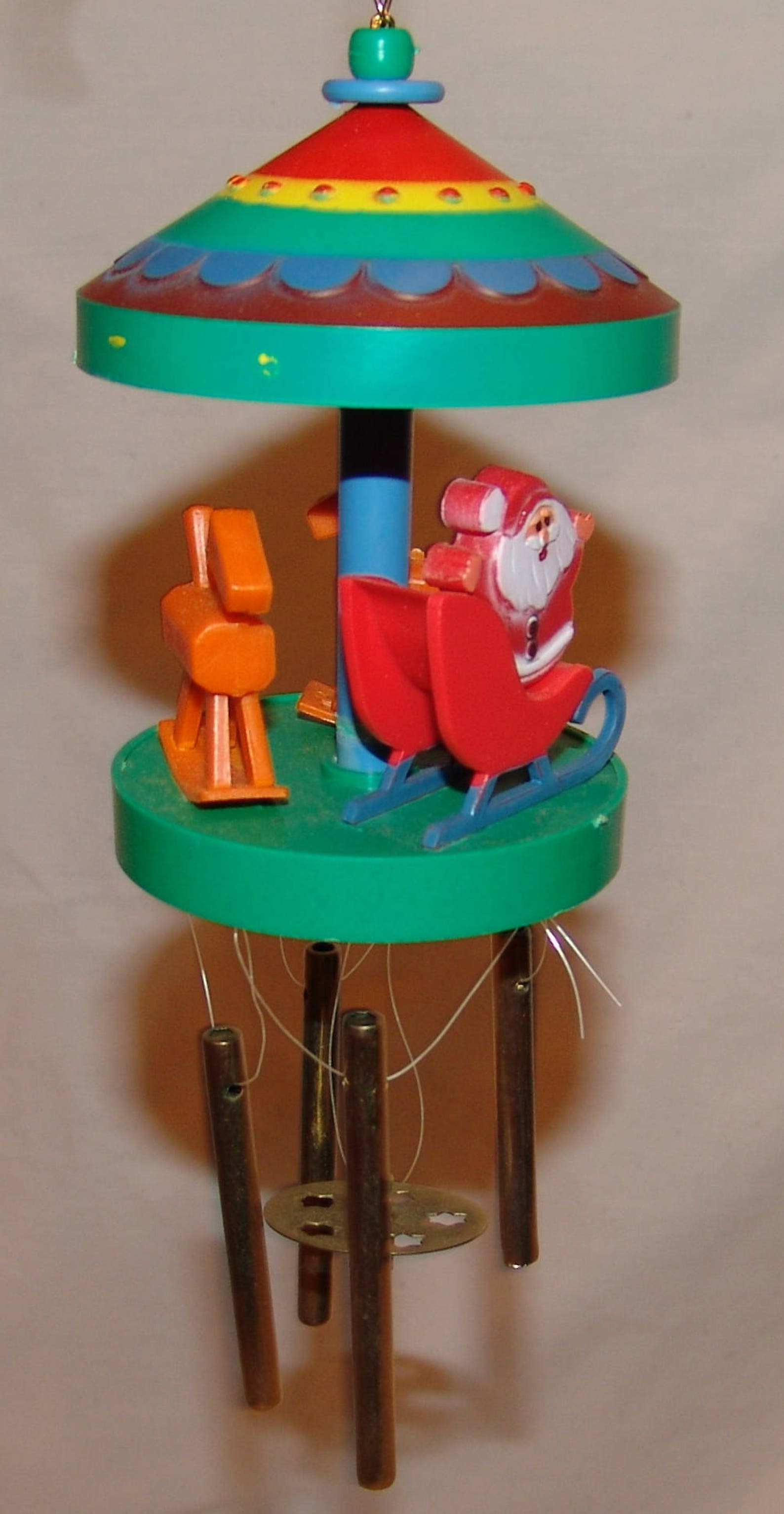 Carousel Wind Chime Vtg 1979 Plastic New WA Hong Kong Christmas Santa ...