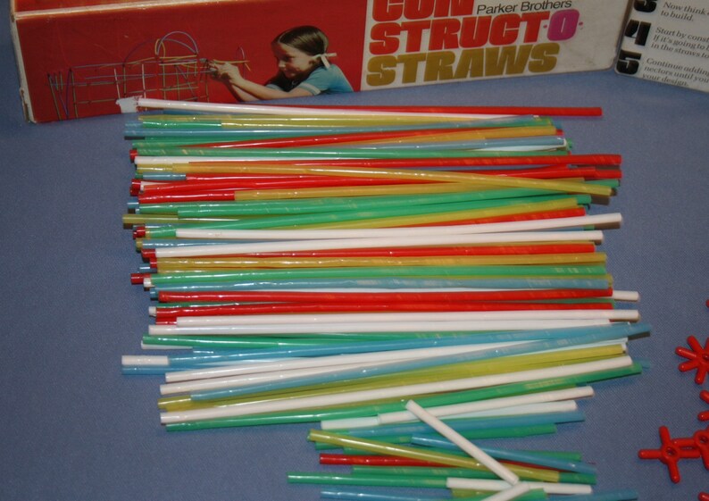 Vtg Con Struct-o Straws Game Toy Parker Brothers Vtg Vintage 268 Pcs ...
