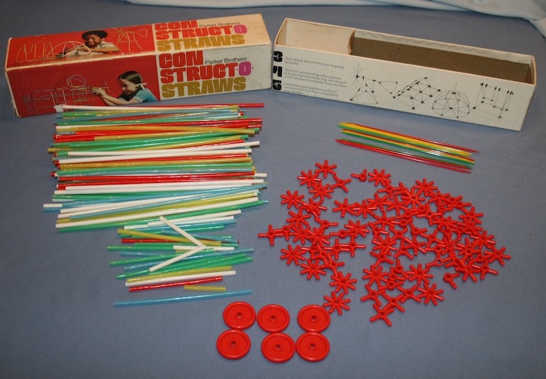 Vtg Con Struct-o Straws Game Toy Parker Brothers Vtg Vintage 268 Pcs ...