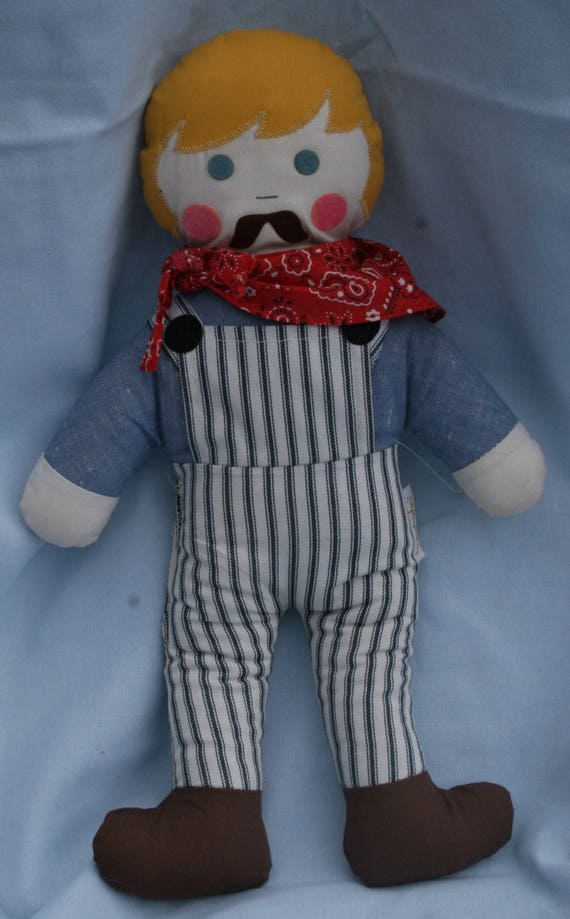 Vtg Plush Haystacker Man Plush Train Conductor Farmer Engineer | Etsy