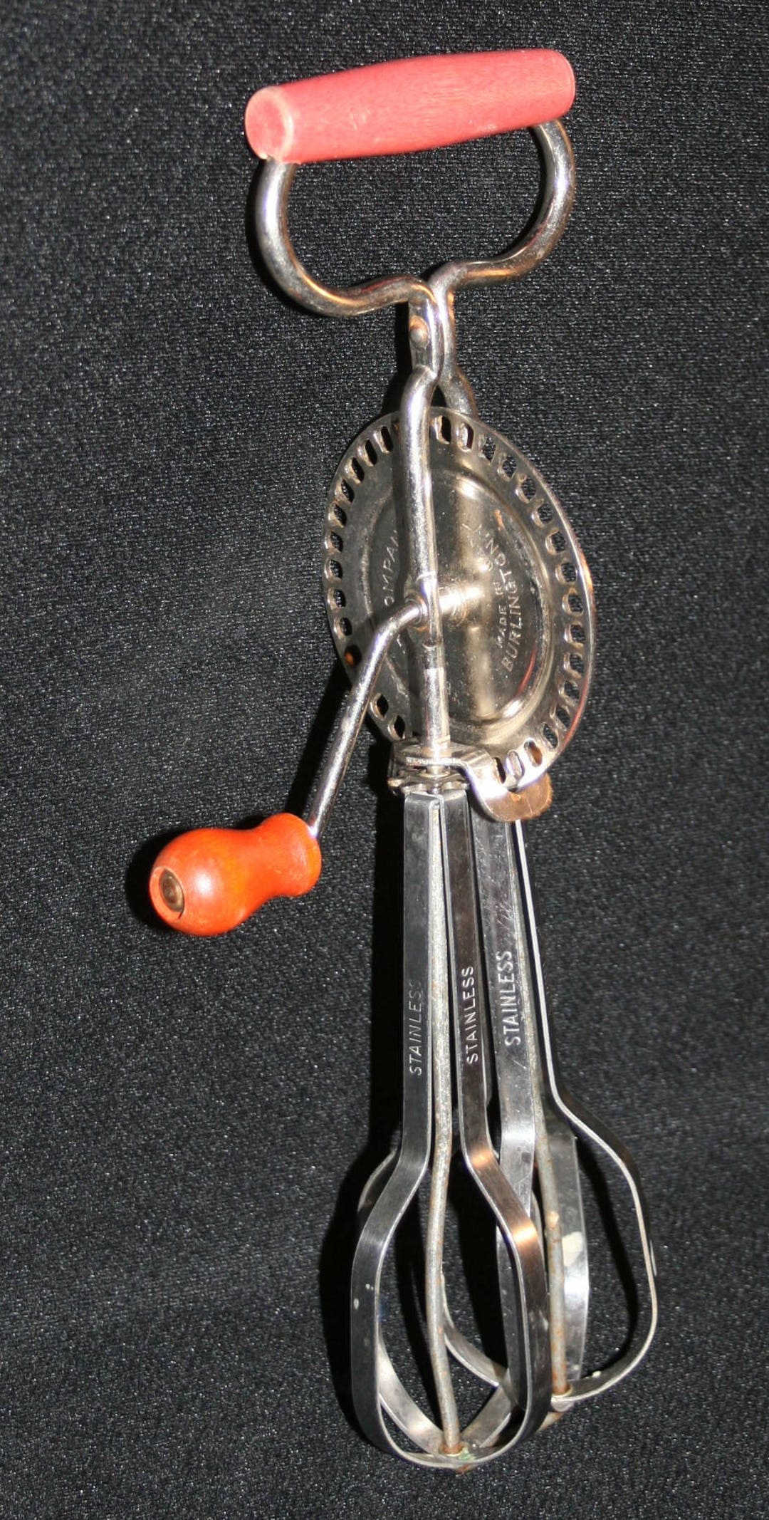 Vtg Edlund Co Burlington VT Hand Mixer Stainless Red Wood Handle ...