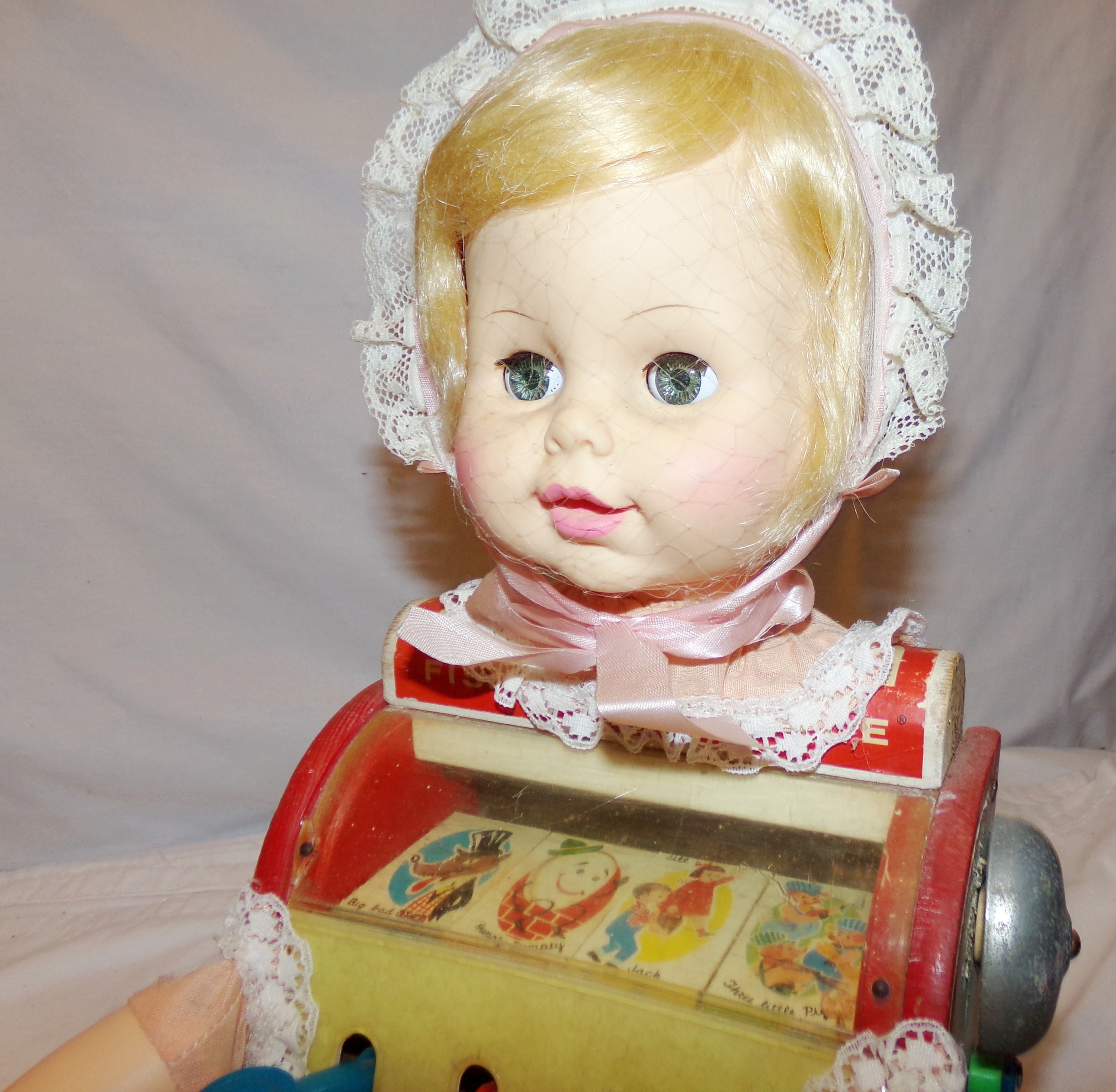 Vtg Creepy Doll Horsman Fisher-price Cash Register Works Hand Crank ...