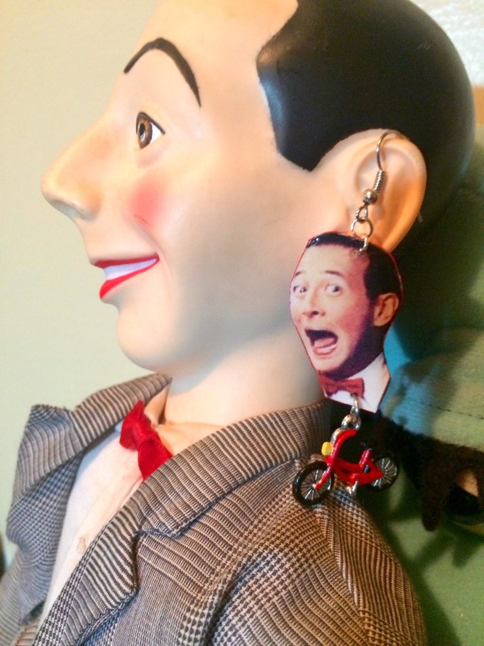 Pee-wee's Big Adventure Pee-wee Herman With Red Bike Dangling Earrings ...
