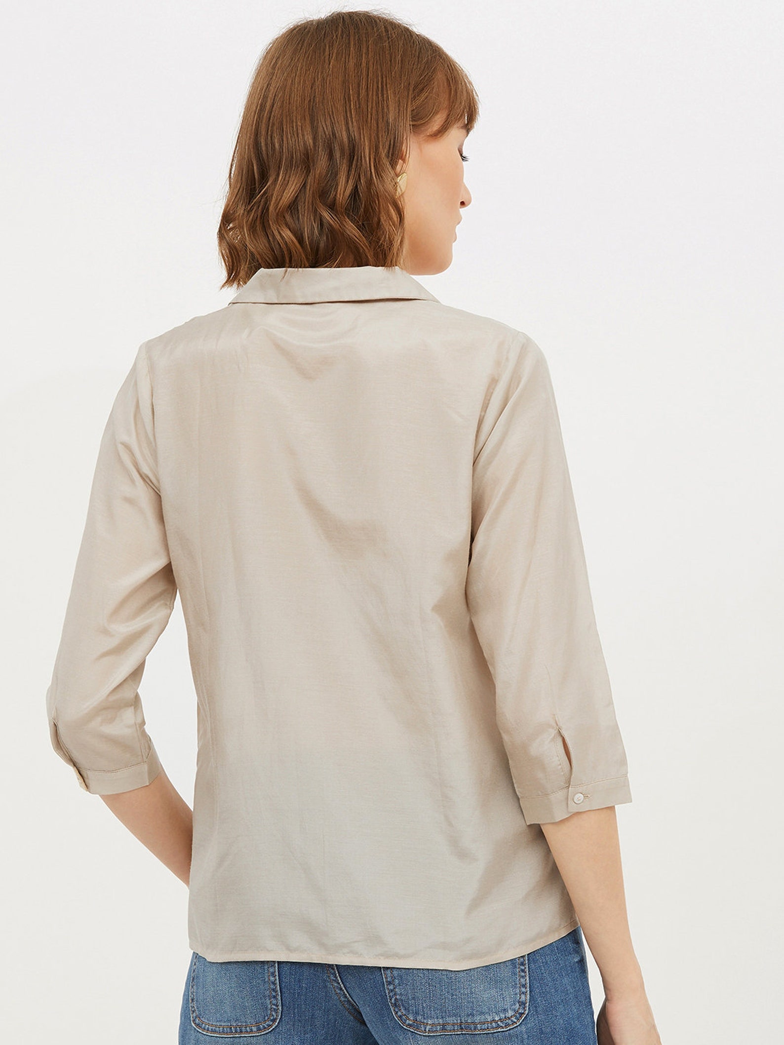 Silk Cotton Collared Shirt With Pleat Details. Button Down - Etsy
