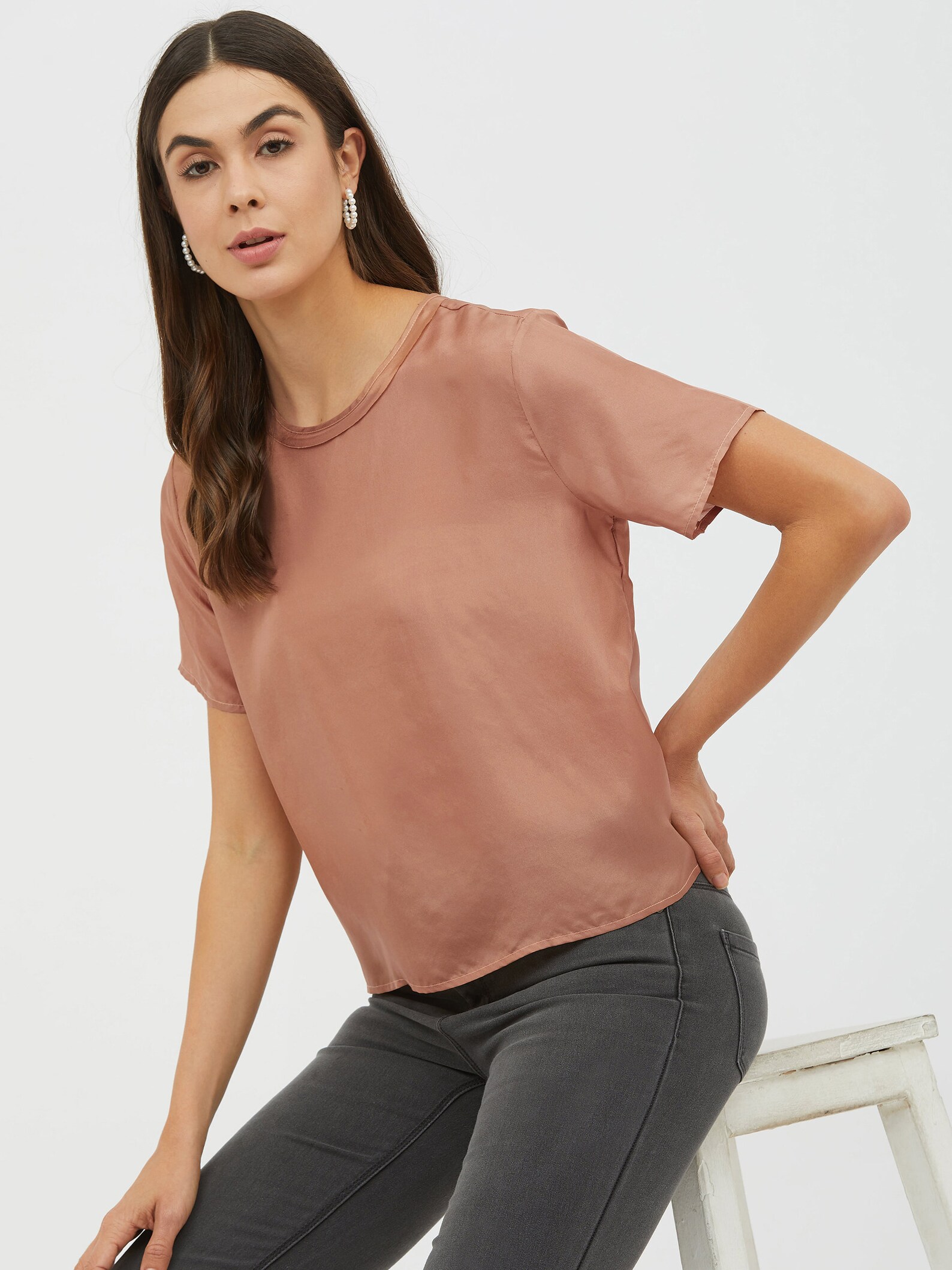 Habutai Silk Short Sleeve Top for Women Brown Silk Blouse - Etsy