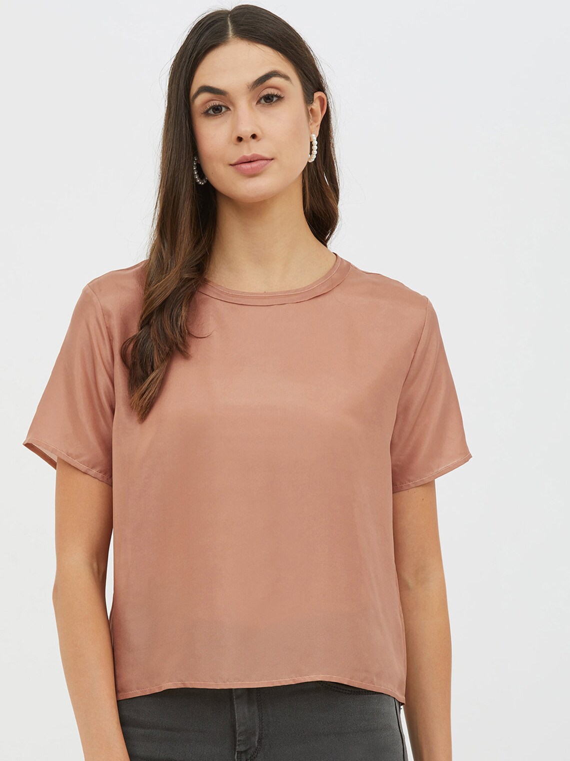 Habutai Silk Short Sleeve Top for Women Brown Silk Blouse - Etsy