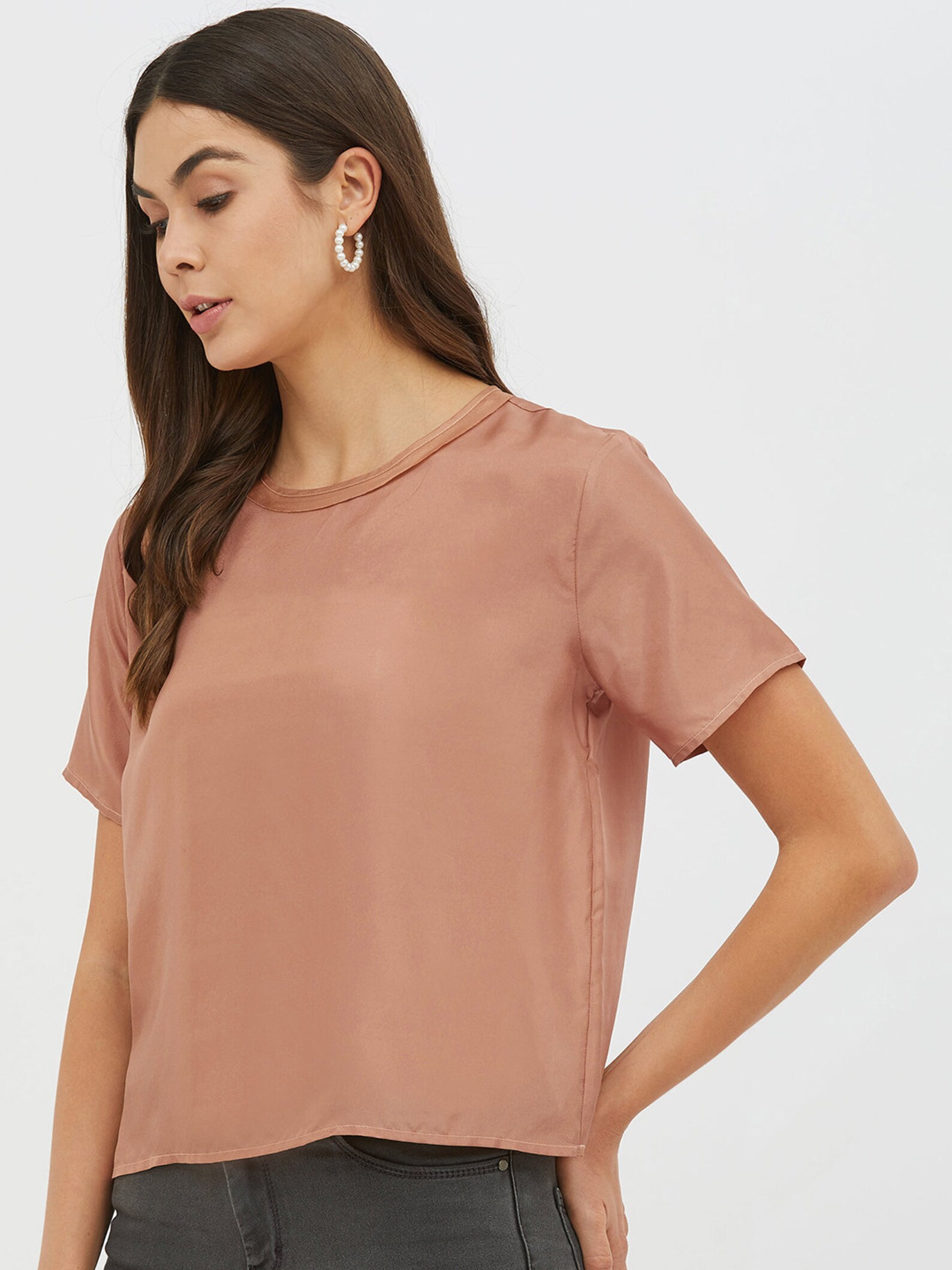 Habutai Silk Short Sleeve Top for Women Brown Silk Blouse - Etsy