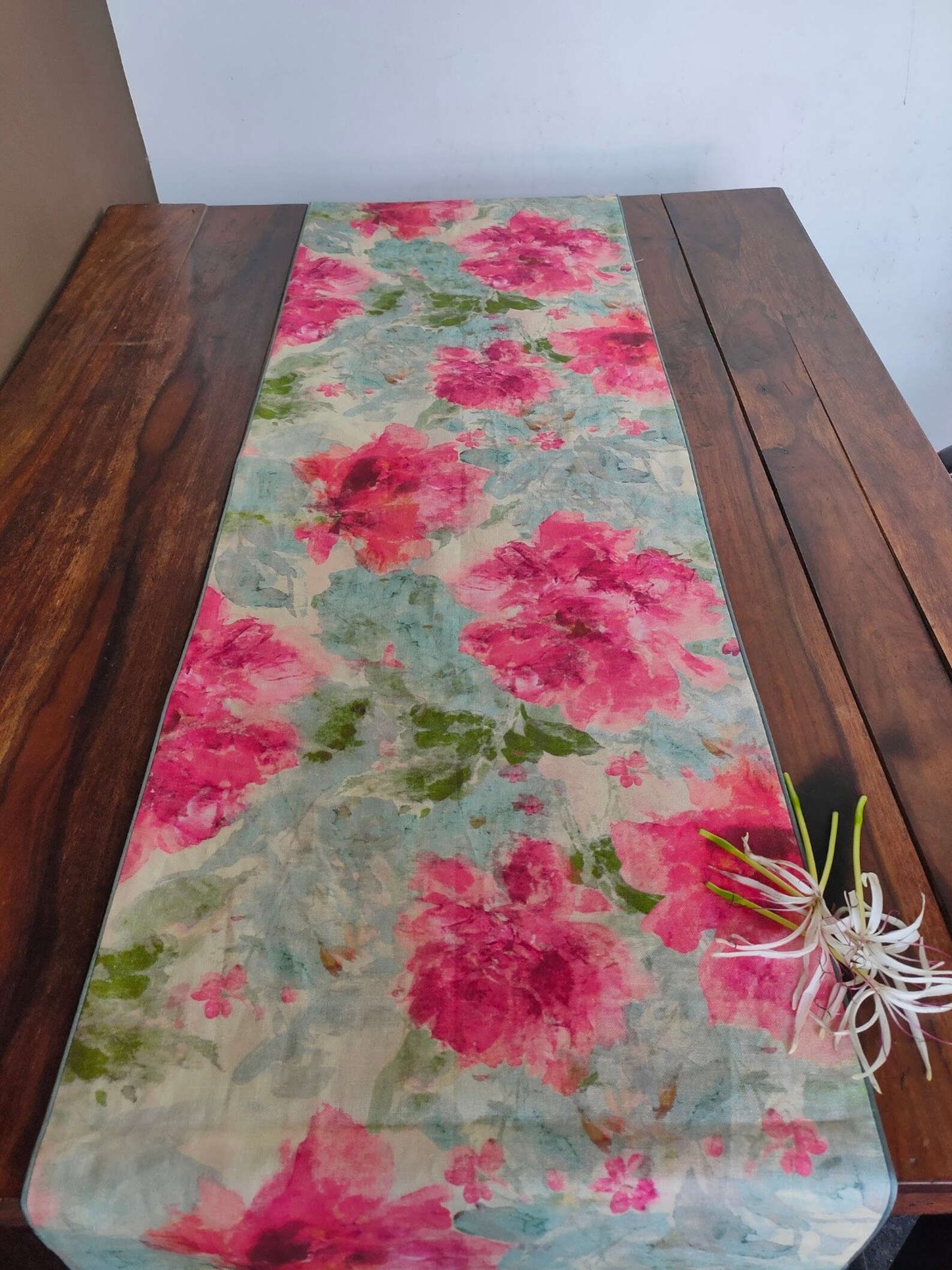 Floral Linen Table Runner for Living Room or Wedding Table - Etsy