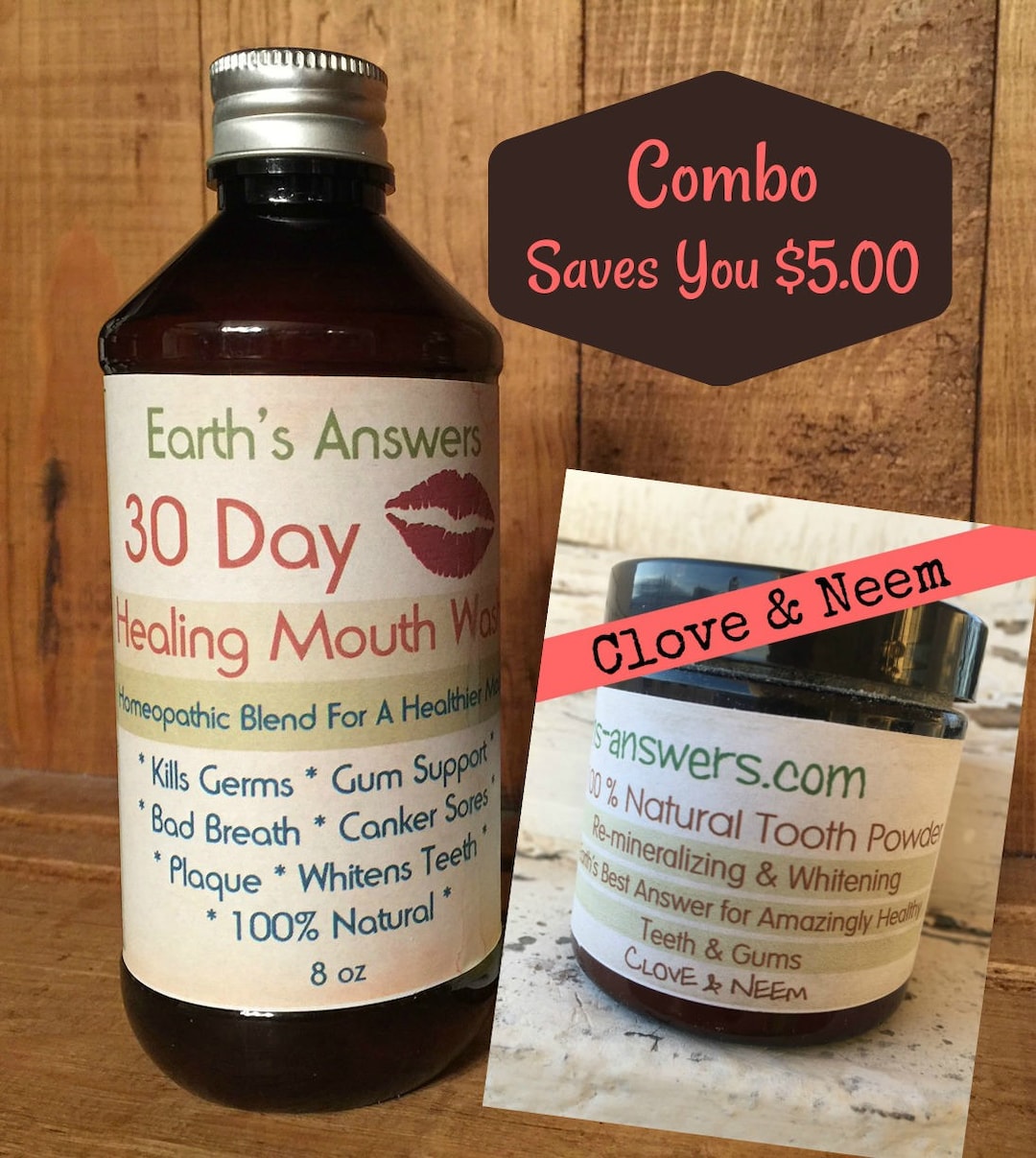 8 Oz Natural Mouthwash & 3 Oz Clove Tooth Powder Combo - Etsy