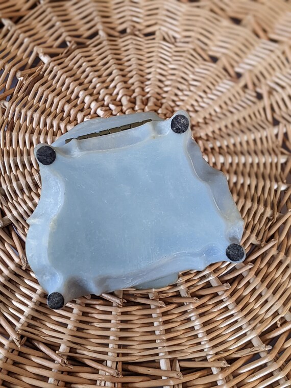 Vintage jewelry box Incolay Blue Stone / Bathing Dove… - Gem