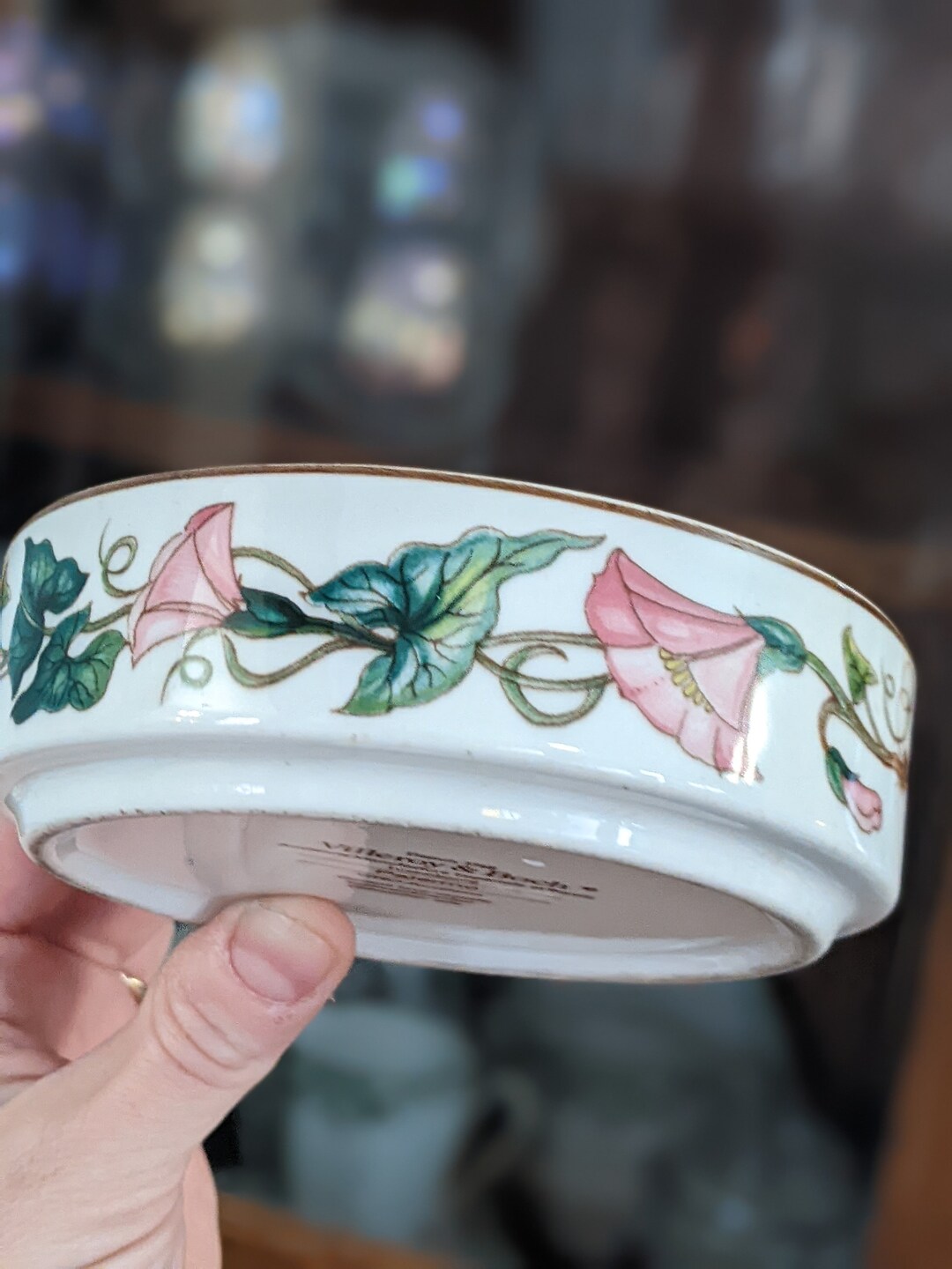 Vintage Ashtray Floral Pink and Green / Morning Glory Vine / Porcelain ...