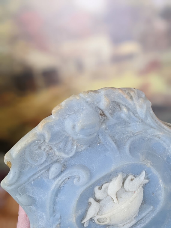 Vintage jewelry box Incolay Blue Stone / Bathing Dove… - Gem