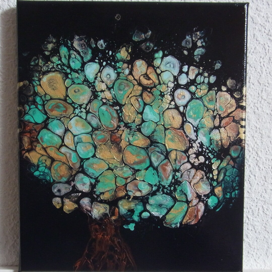 Acrylic Tree Pouring Acrylic Pouring Acrylic Nature Landscape Original ...