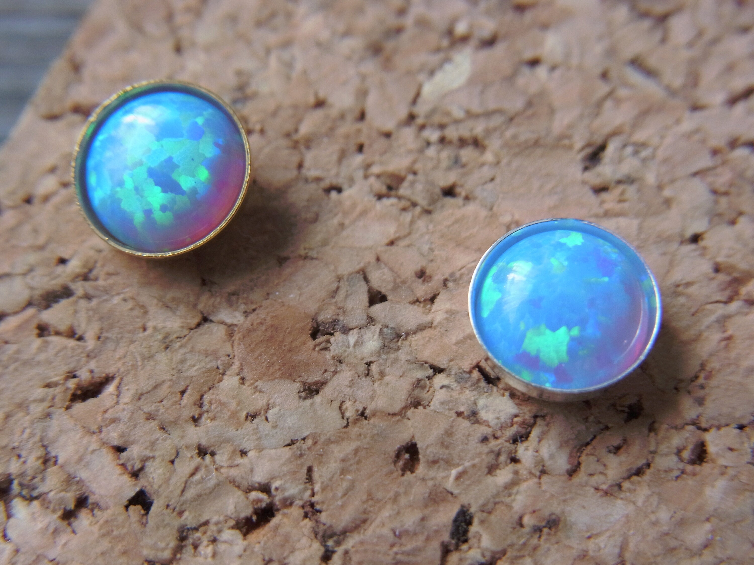 Ohrstecker Opal, Lab-Opal, synth. Opale, Stecker, Sterlingsilber ...