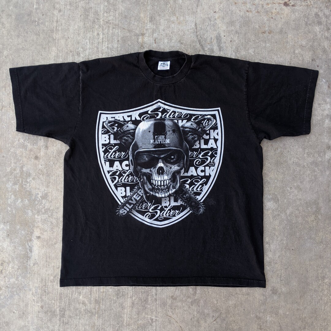 Raiders Silver and Black T-shirt - Etsy