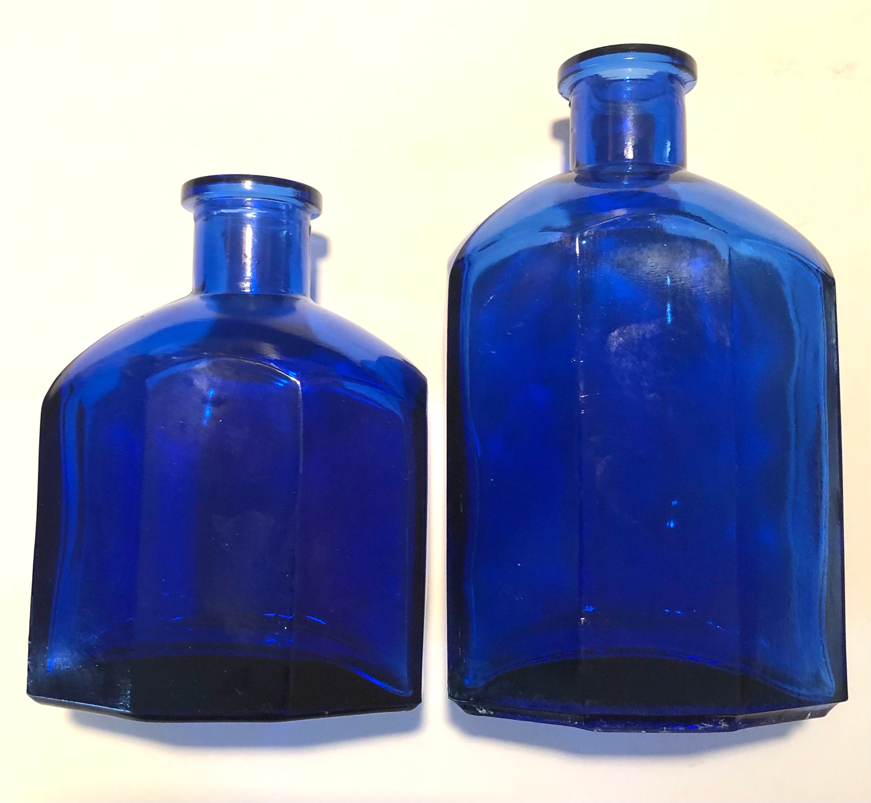 Vintage Bottles. 2 Cobalt Blue Octagon Shape Glass Bottles. - Etsy