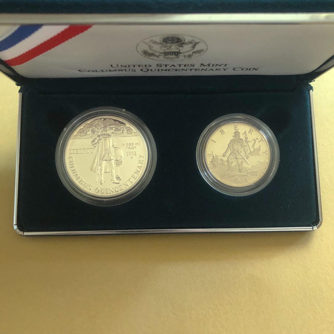 Columbus Quincentenary Coins. 2 - 1992 Silver Coins With Certificate of ...