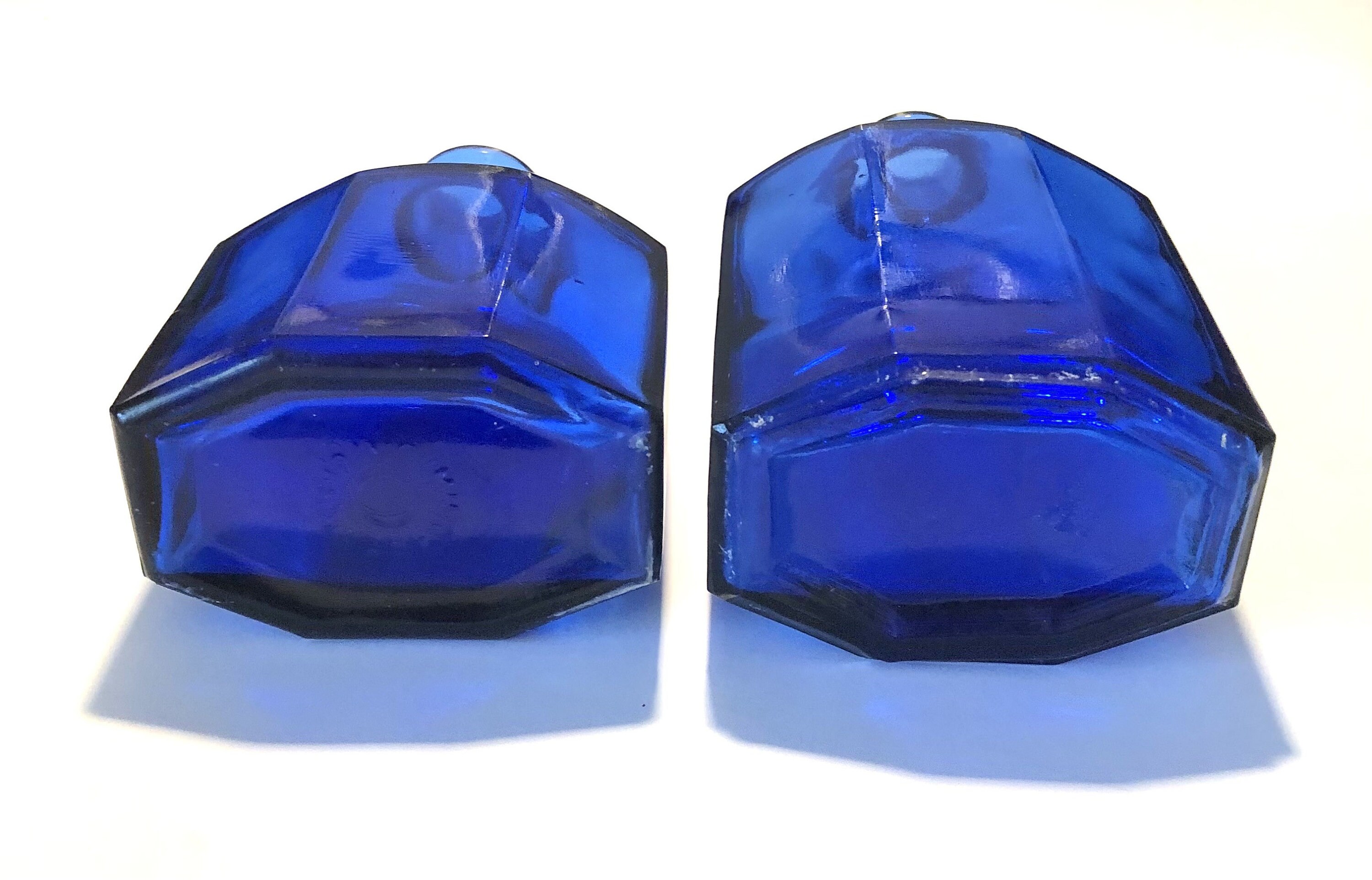 Vintage Bottles. 2 Cobalt Blue Octagon Shape Glass Bottles. - Etsy