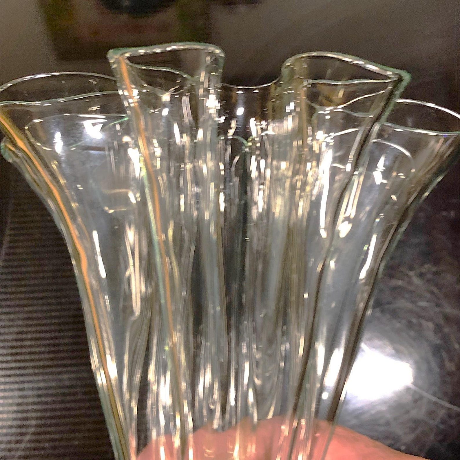 Glass Vase. Vintage Clear Glass Handkerchief Vase. - Etsy