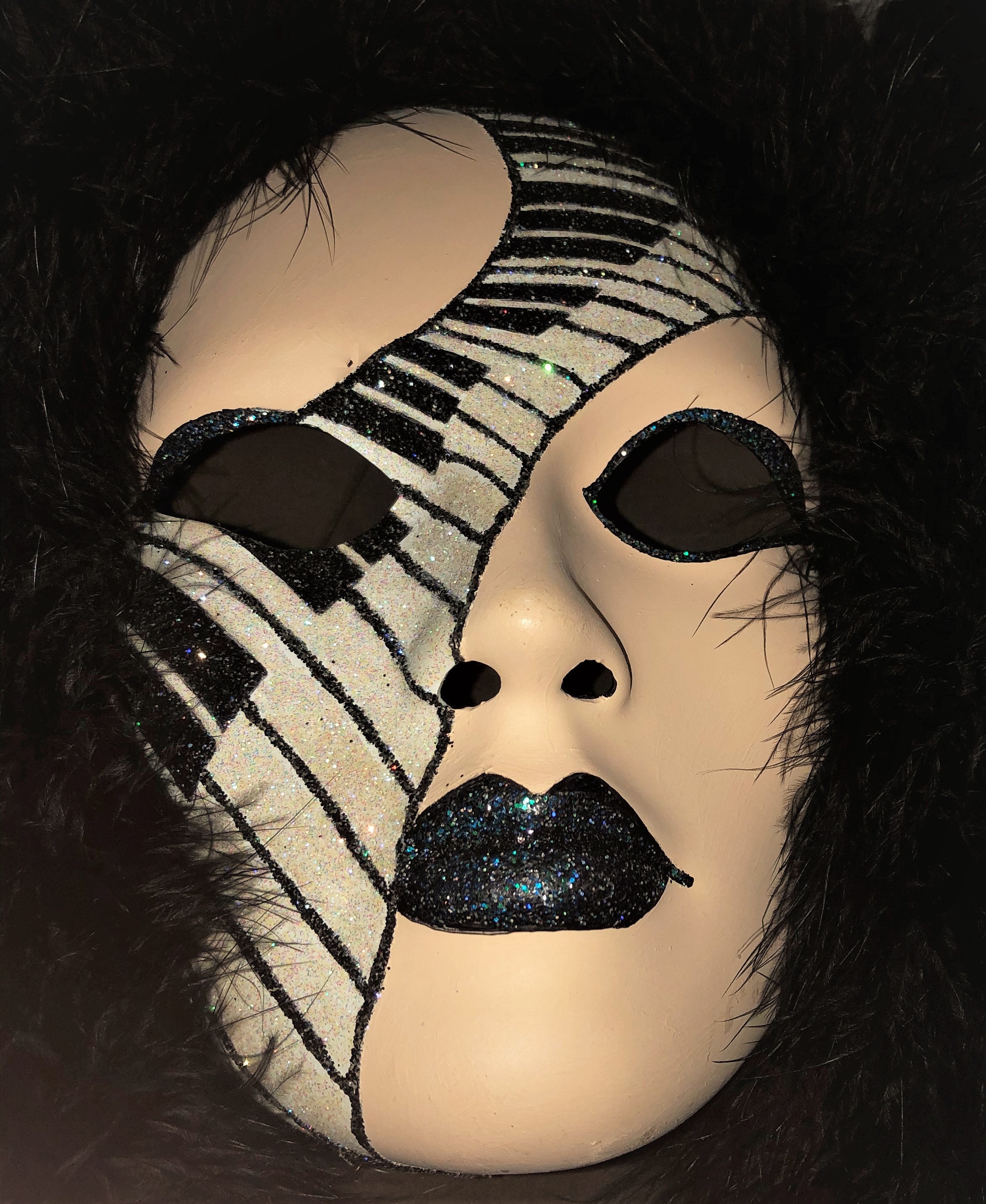Mask Wall Hanging. Feathered 'miss Music' Mask. - Etsy