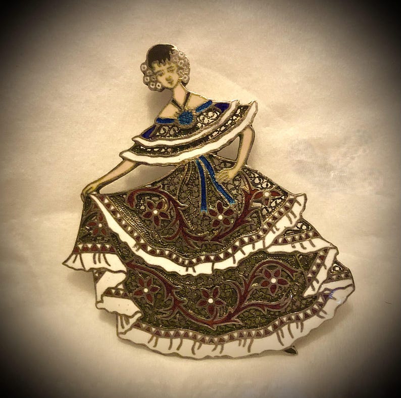 Womens Brooch/necklace. Vintage Topazio Portugal Sterling Silver Dancer ...