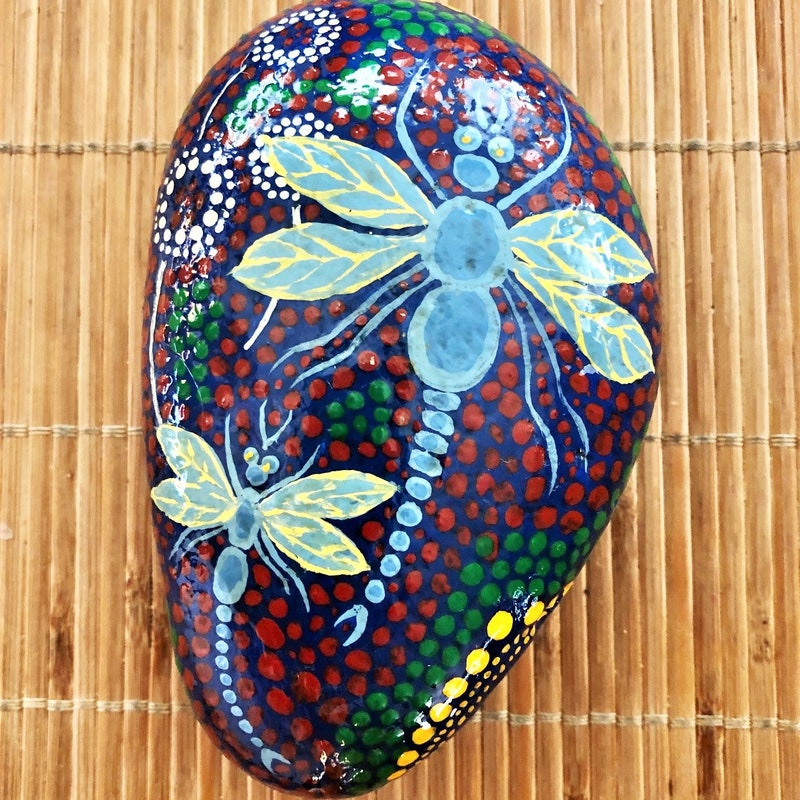 Dragonfly Painted Rock - Etsy