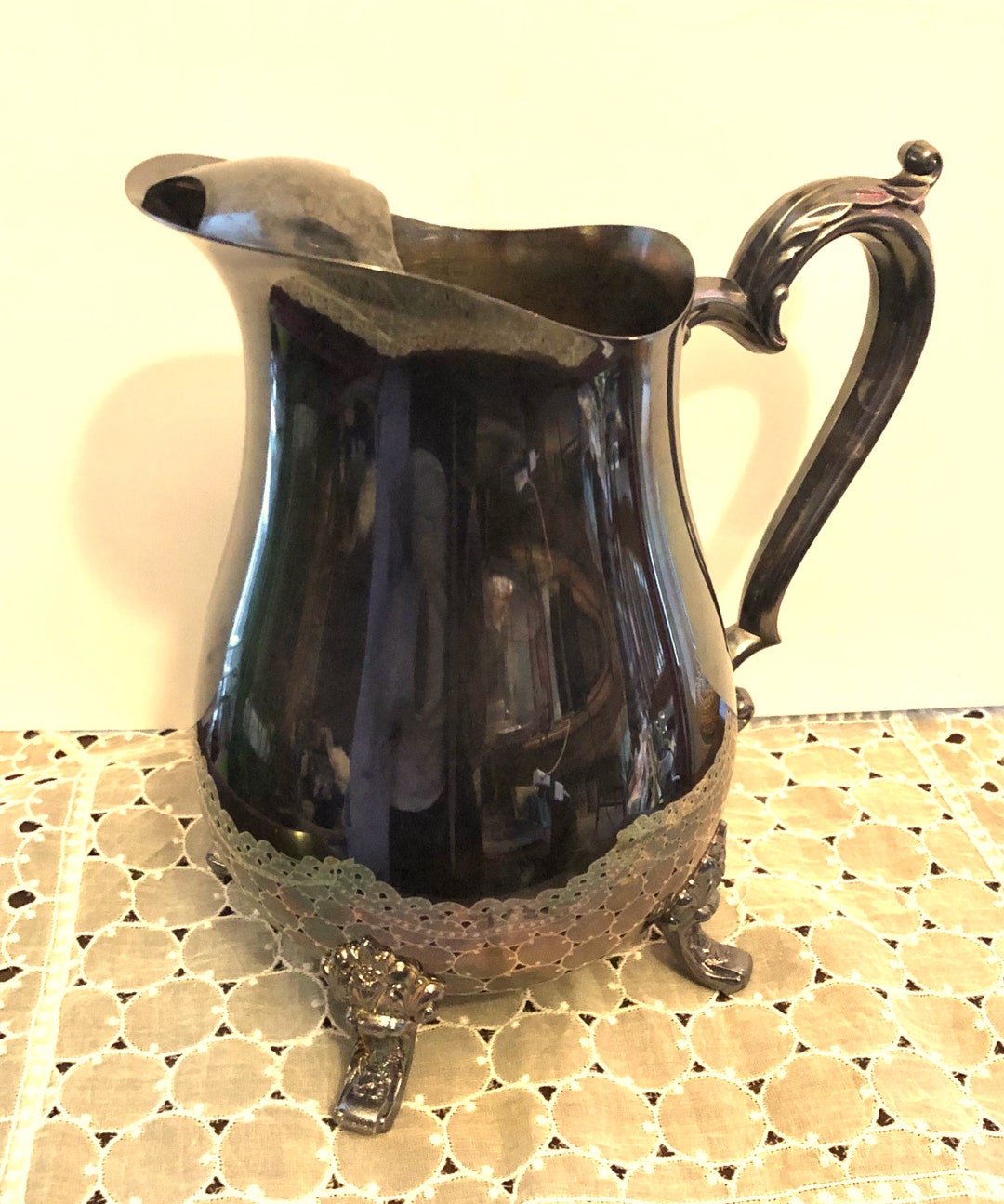 Silver Pitcher. Vintage Silver Plated Drink Pitcher With Ice Lip. - Etsy