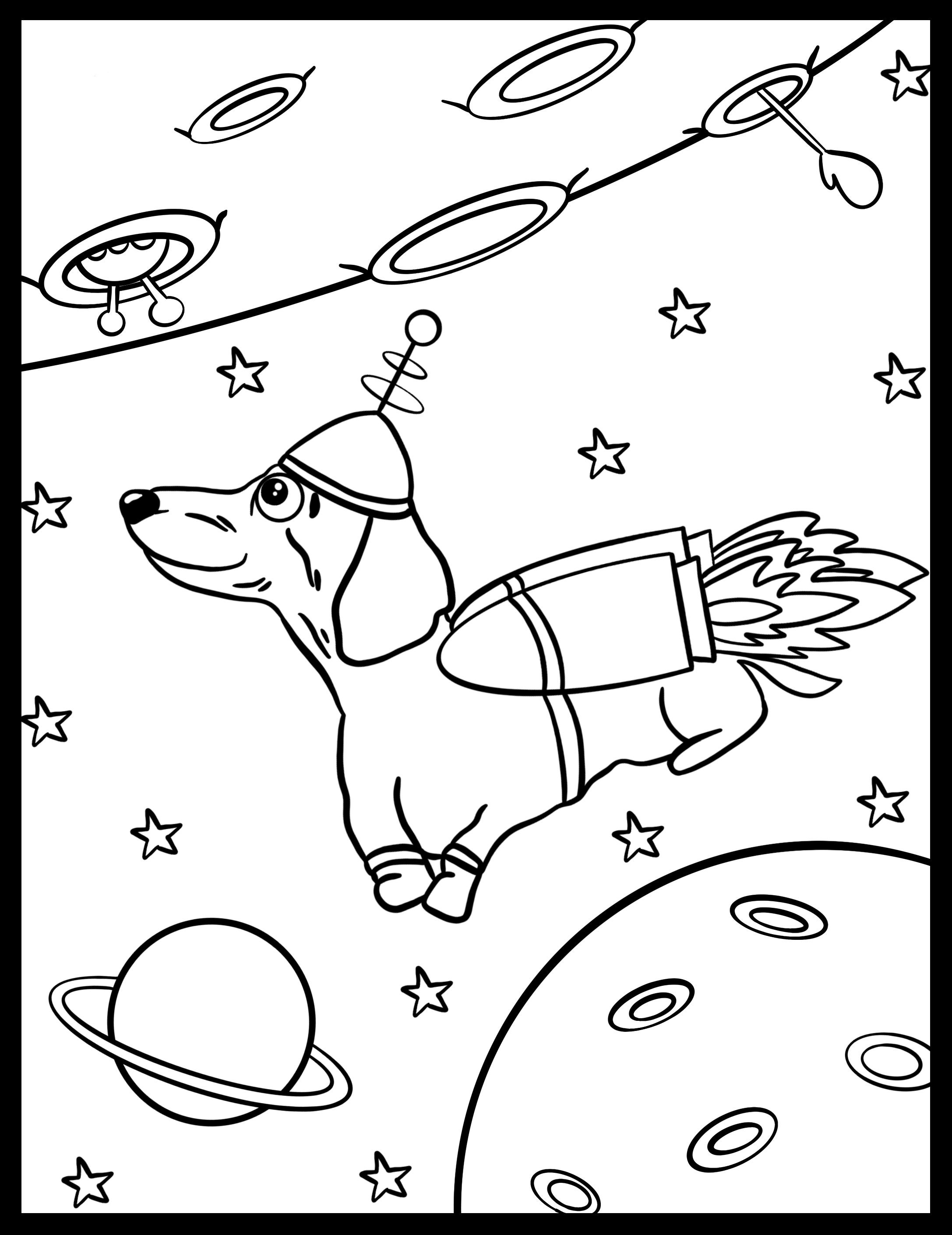 30 Dogs in Space Printable Coloring Book Dog Lovers Kids Activity PDF ...
