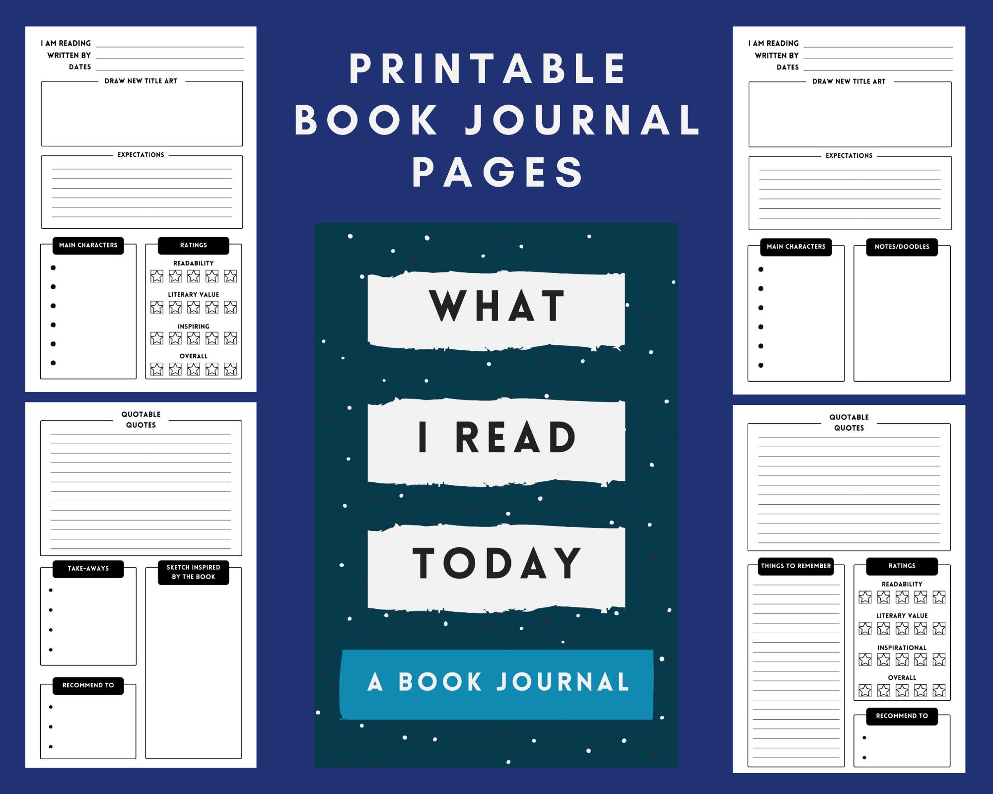 Printable Book Journal | What I Read Today | Book Log | Book Diary ...