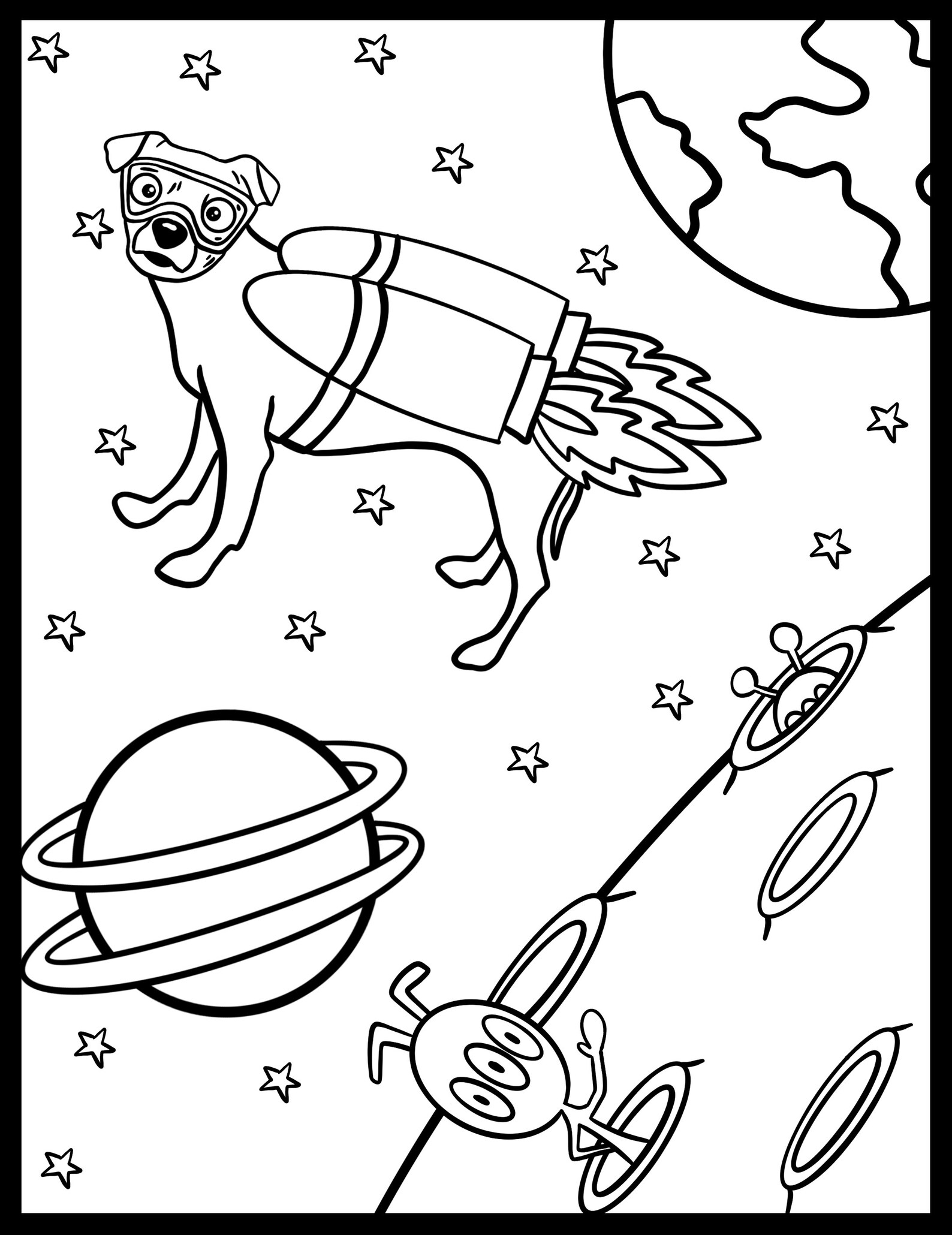 30 Dogs in Space Printable Coloring Book Dog Lovers Kids Activity PDF ...