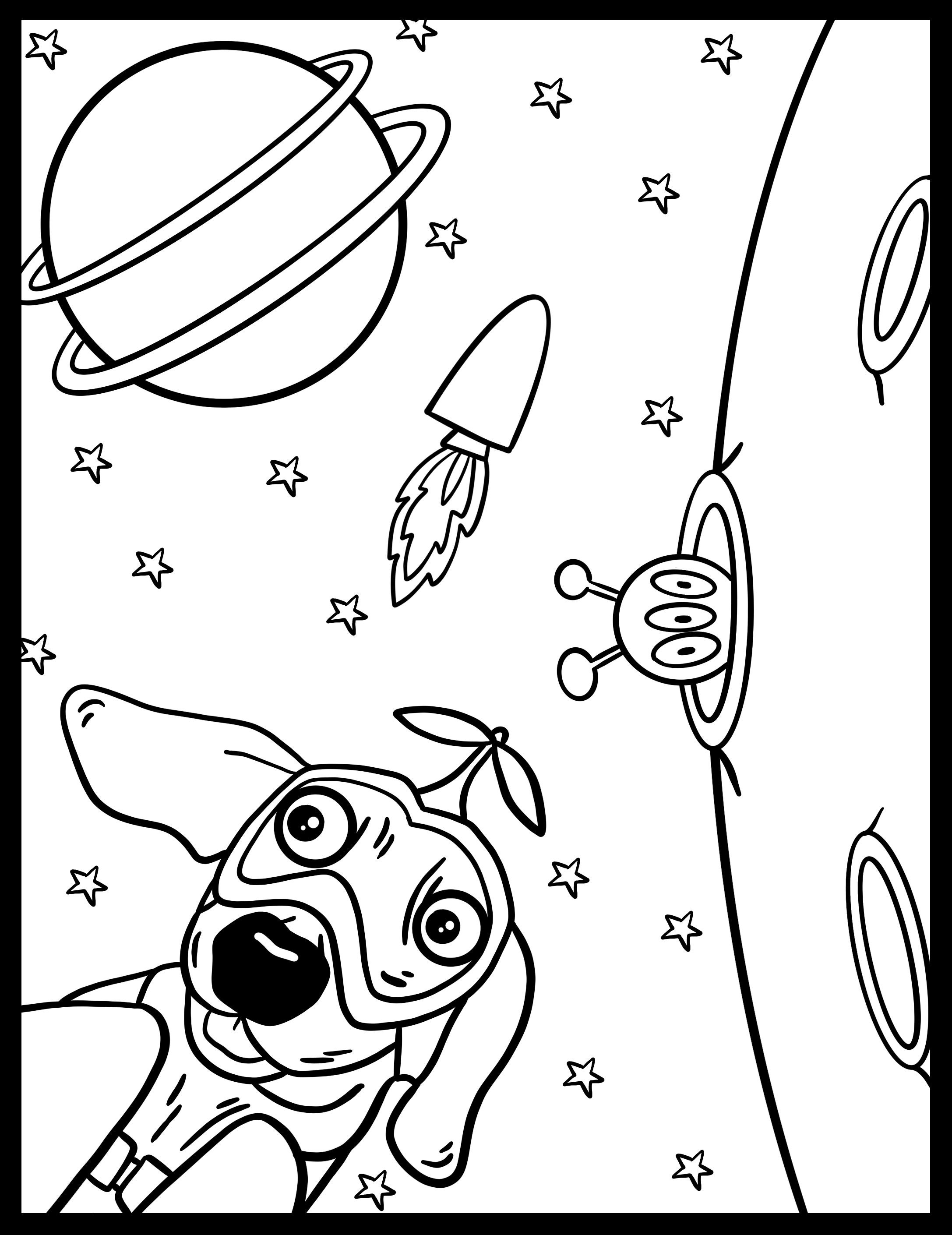 30 Dogs in Space Printable Coloring Book Dog Lovers Kids Activity PDF ...